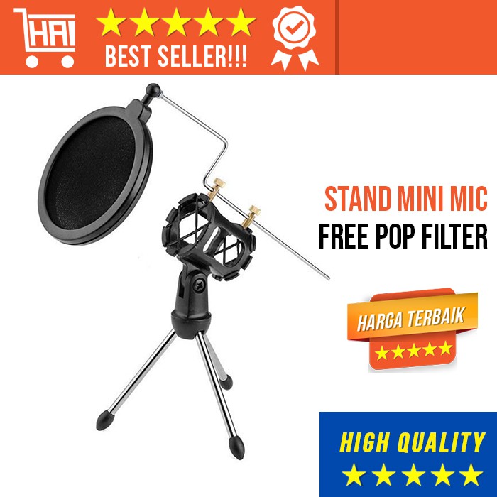 Jual STAND MINI PLUS POP FILTER MICROPHONE HANDHELD UNIVERSAL HOLDER ...