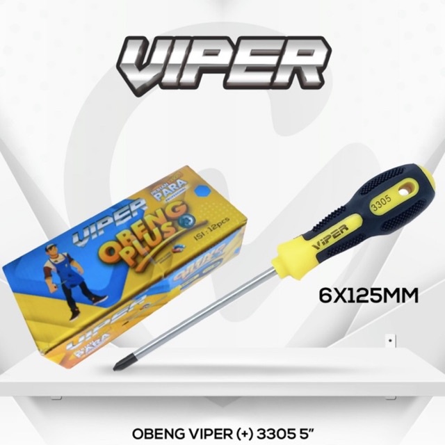 Jual OBENG PLUS GAGANG BESAR PANJANG 4" 5" 6" 8" 10" 12" MERK VIPER ...