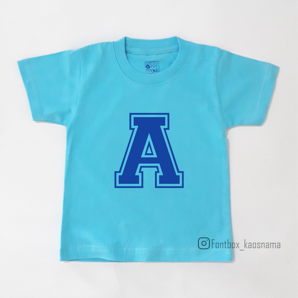 Jual Kaos anak huruf A - Kaos anak inisial nama - Baju anak cetak huruf ...