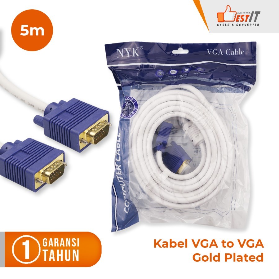 Jual NYK Kabel VGA Gold Plate High Quality 1.5M 3M 5M 10M 15M 20M | Shopee Indonesia