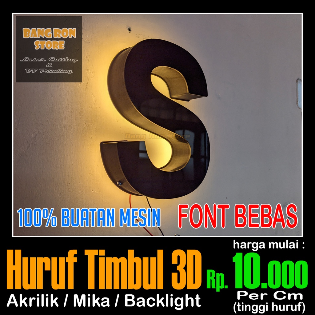 Jual Huruf Timbul 3D Akrilik / Mika - Led Backlight - 100% Buatan Mesin ...