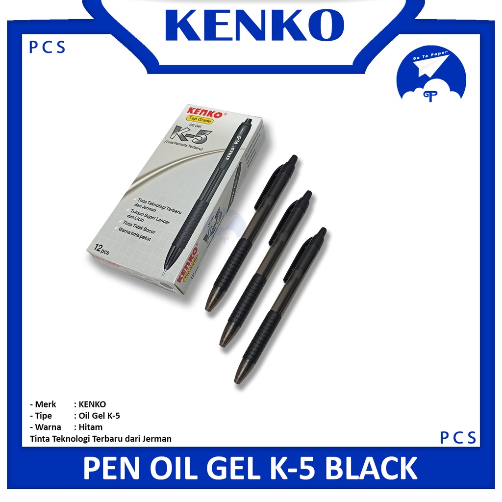 Jual KENKO BALL PEN OIL GEL K - 5 BLACK ( GEL PEN ) - LUSIN | Shopee ...