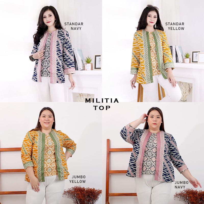 Jual Evercloth Militia Atasan Batik Lengan Panjang Blazer Baju Batik Panjang Perempuan Blouse