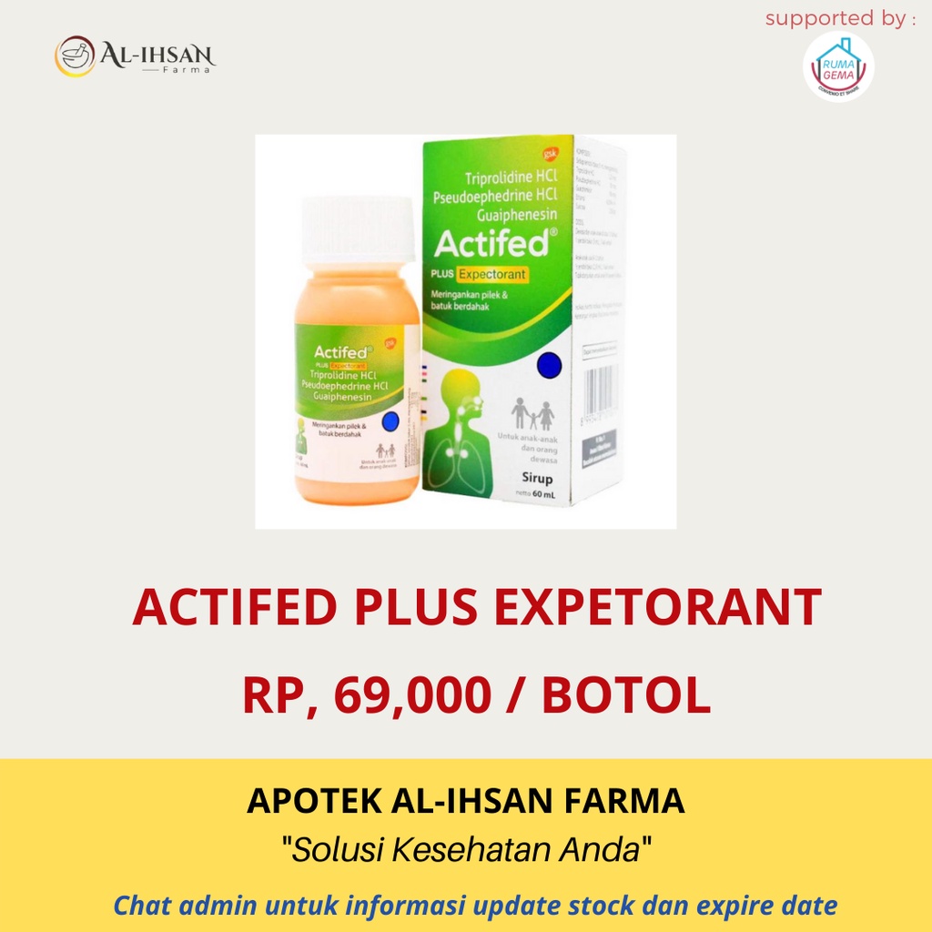 Jual OBAT BATUK ACTIFED PLUS EXPECTORANT (ACTIFED HIJAU) - SYR 60 ML ...