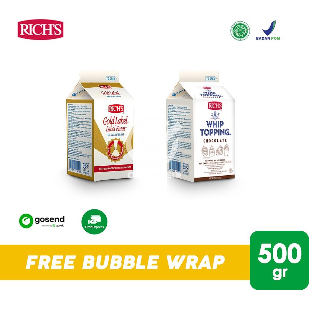 Jual Rich Gold Label Whipping Cream (500 gr) KHUSUS INSTANT | Shopee ...