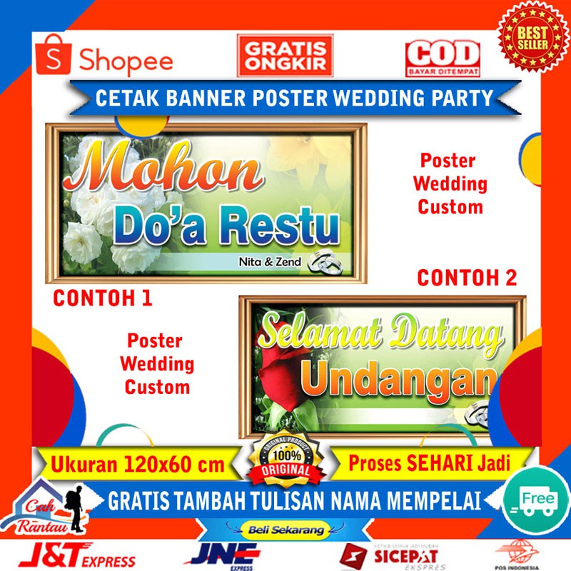Jual Cetak Spanduk Banner Dekorasi Happy Pre Wedding Pernikahan Anniversary Mohon Doa Restu ...