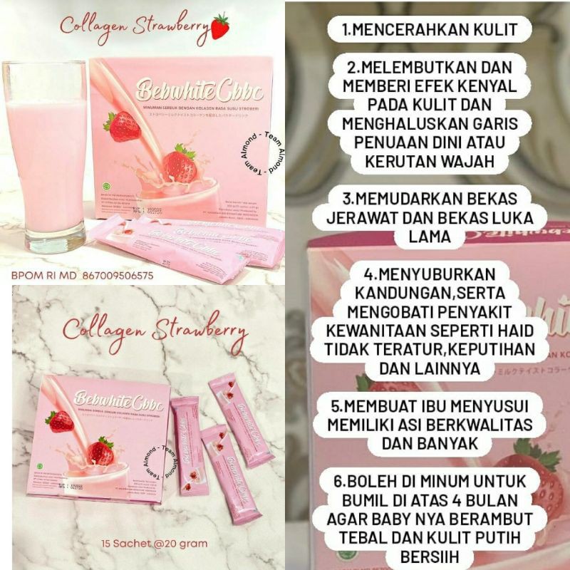 Jual Susu Collagen Strawberry Bebwhite C Original | Shopee Indonesia