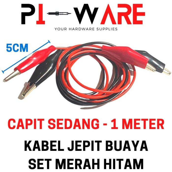 Jual Kabel Plus Capit Buaya Aki Sedang Panjang 100cm 1M Set Merah Hitam ...