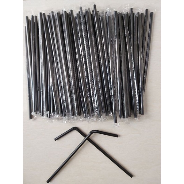 Jual Sedotan steril plastik hitam tekuk 100 pcs | Shopee Indonesia