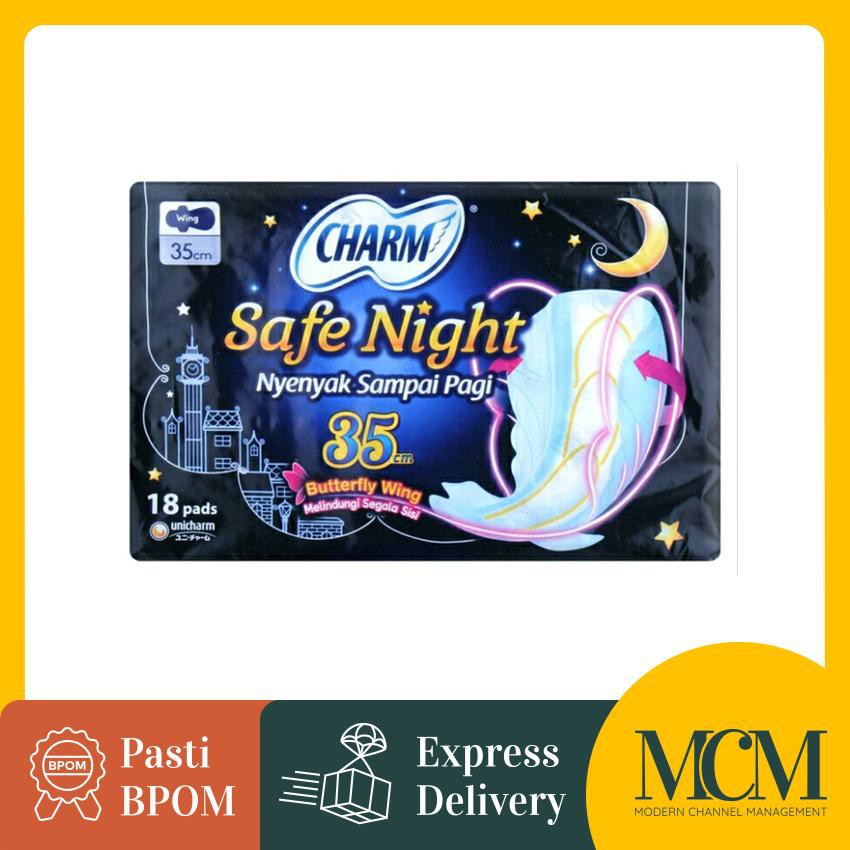 Jual Pembalut Wanita Charm Safe Night Wing 35cm - 18 Pads | Shopee ...