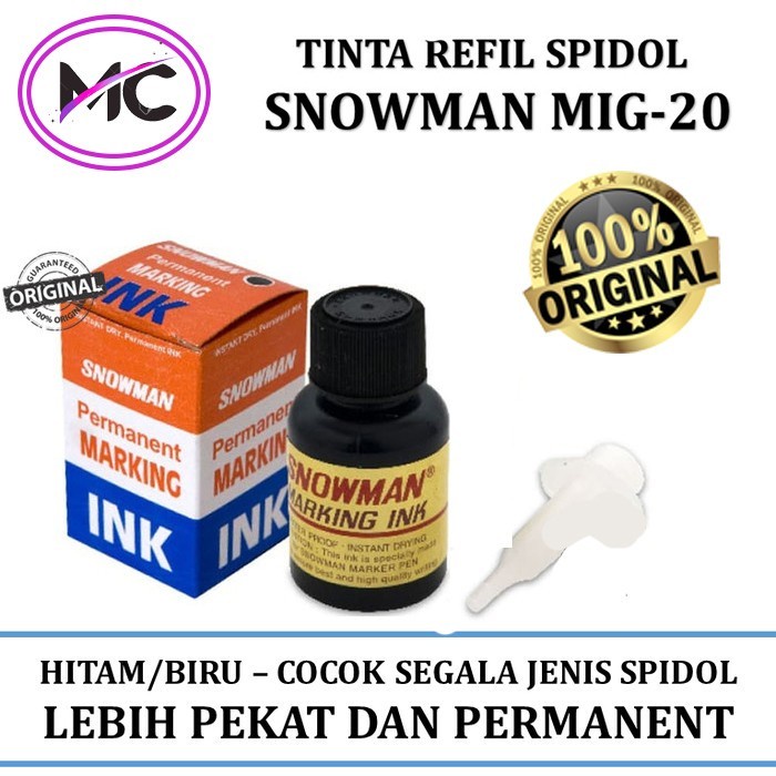 Jual Jual Tinta Spidol Permanent Snowman Isi Ulang Warna Sepidol Hitam ...