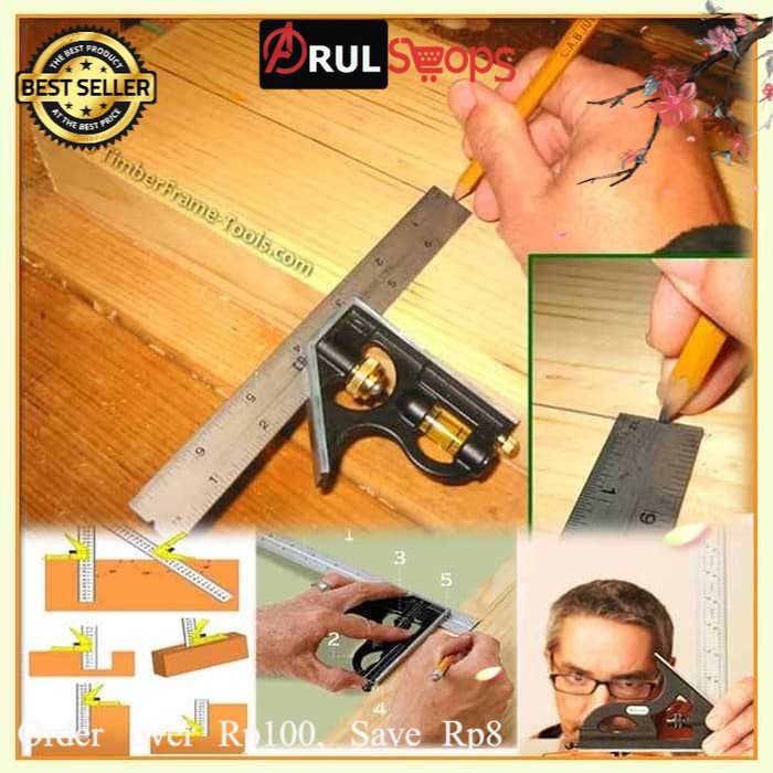 Jual Penggaris Siku / Mistar Siku Tukang Bangunan / Arsitek Multifungsi ...