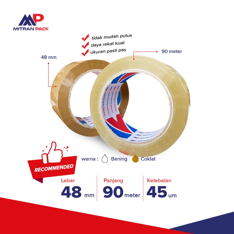 Jual Lakban Bening 90 meter / 100 yard FULL x 48mm Mitran Pack ...