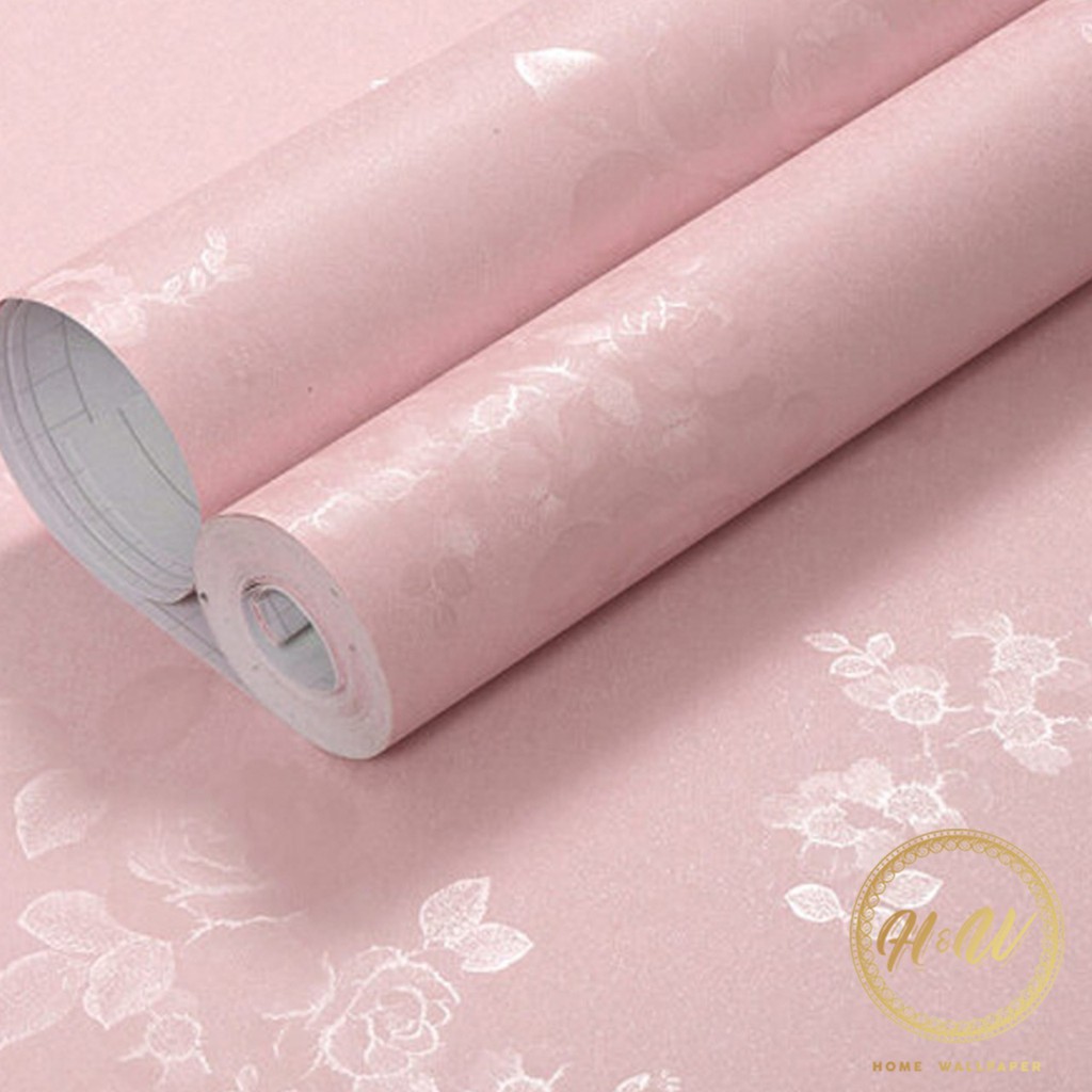 Jual Home Wallpaper Dinding Pink Rose Flower Ukuran 45 Cm X 10 M