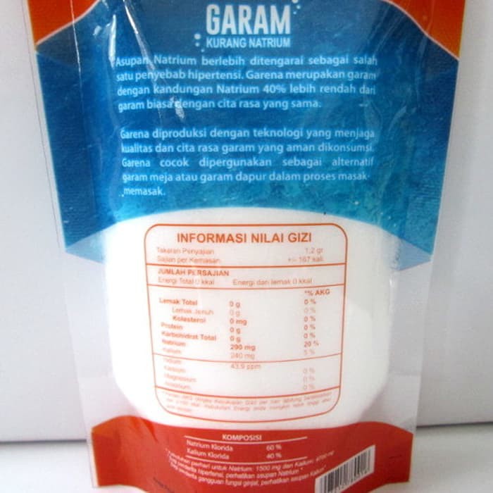 Jual GARAM KURANG NATRIUM - GARAM GARENA 200GR UNTUK HIPERTENSI ...