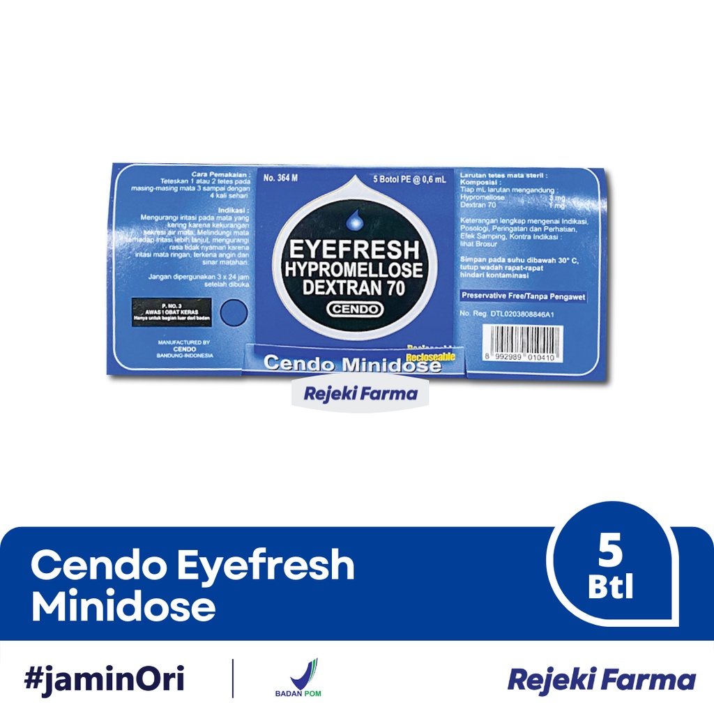 Jual CENDO EYEFRESH Minidose 0.6 mL isi 5 Botol Obat Tetes Mata Eye ...