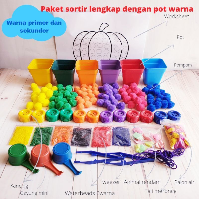 Jual mainan edukasi edukatif sensory toys montessori PAKET SORTIR WARNA ...
