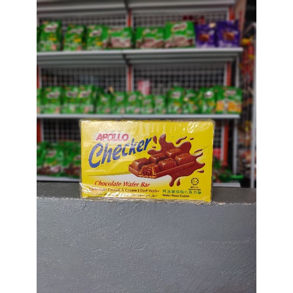 Jual apollo checker wafer bar coklat A1788 18gx24pcs | Shopee Indonesia
