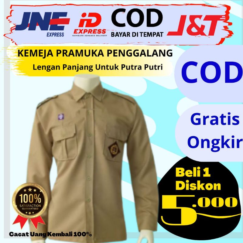 Jual Baju Seragam sekolah Pramuka Lengan Panjang model penggalang/saku 2 atas Pria dan wanita ...