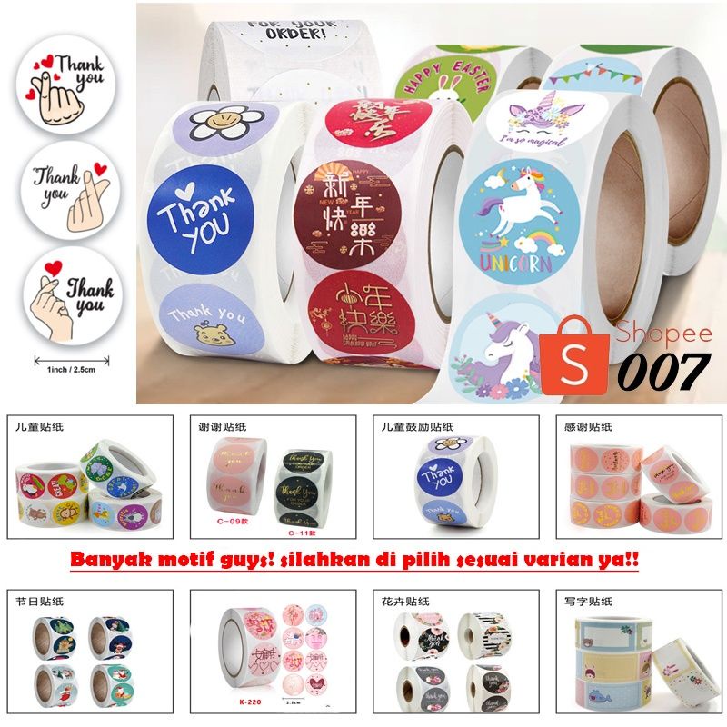 Jual Banyak Varian Stiker Label Terima Kasih | Sticker Thank You ...