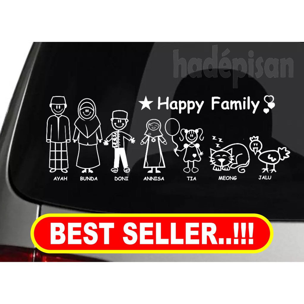 Jual STIKER CUTTING STICKER KACA BELAKANG MOBIL- HAPPY FAMILY TERKEREN ...