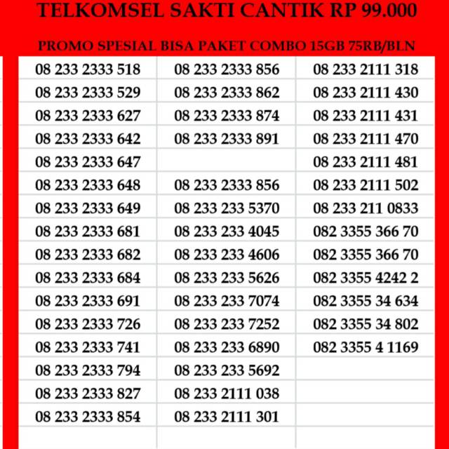 Jual Nomor Cantik Telkomsel Simpati Combo Sakti Bisa Paket Murah Kartu perdana | Shopee Indonesia