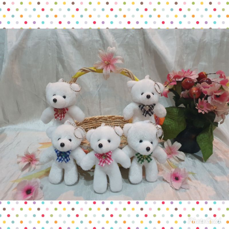 Jual BB12-Boneka putih beruang kecil gantungan kunci 11 cm hampers ...