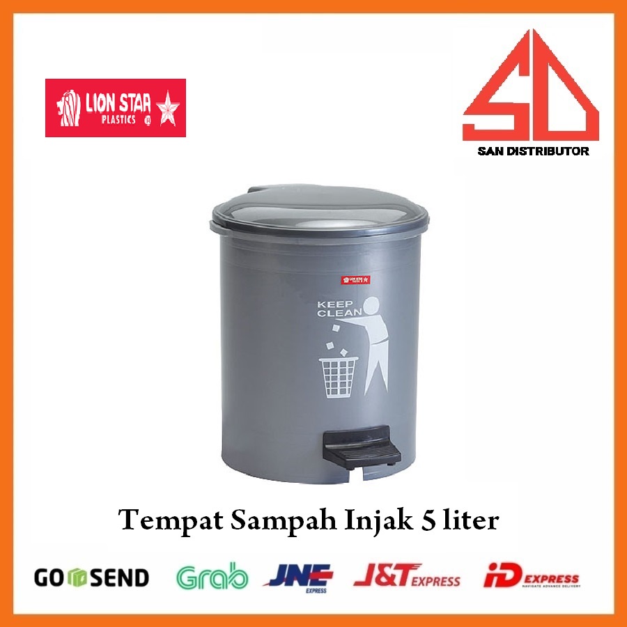 Jual Tempat Sampah 5 Liter tong sampah Kotak Sampah Lion Star C-12 Injak Bundar | Shopee Indonesia