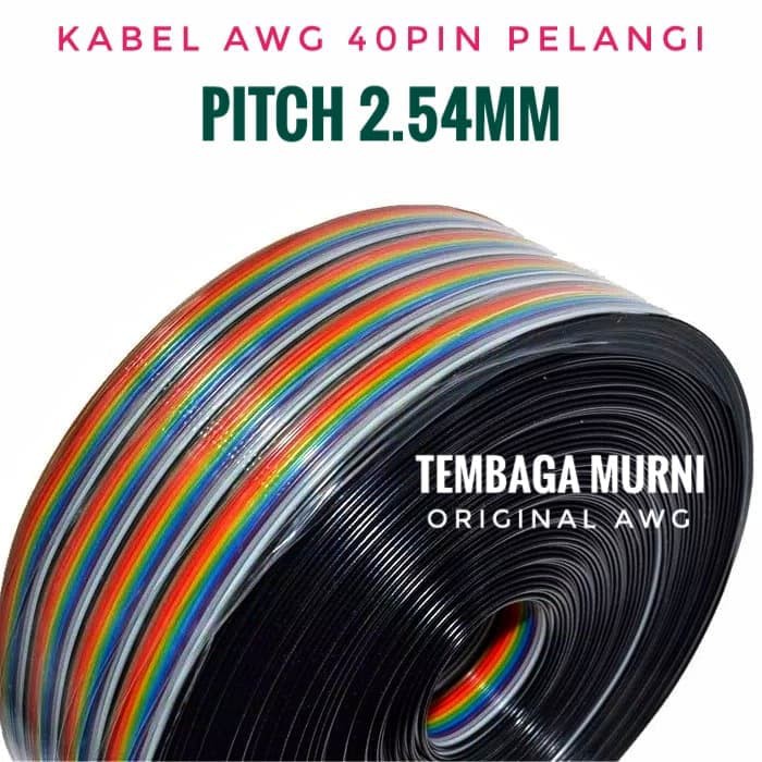 Jual 40pin Kabel Pelangi Ribbon Dupont Cable Tembaga AWG24 harga 1 ...