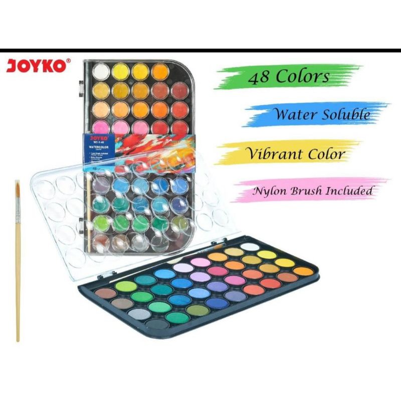 Jual JOYKO WATERCOLOR SET 48 COLORS - COLOUR SET CAT AIR WC-3-48 WARNA ...