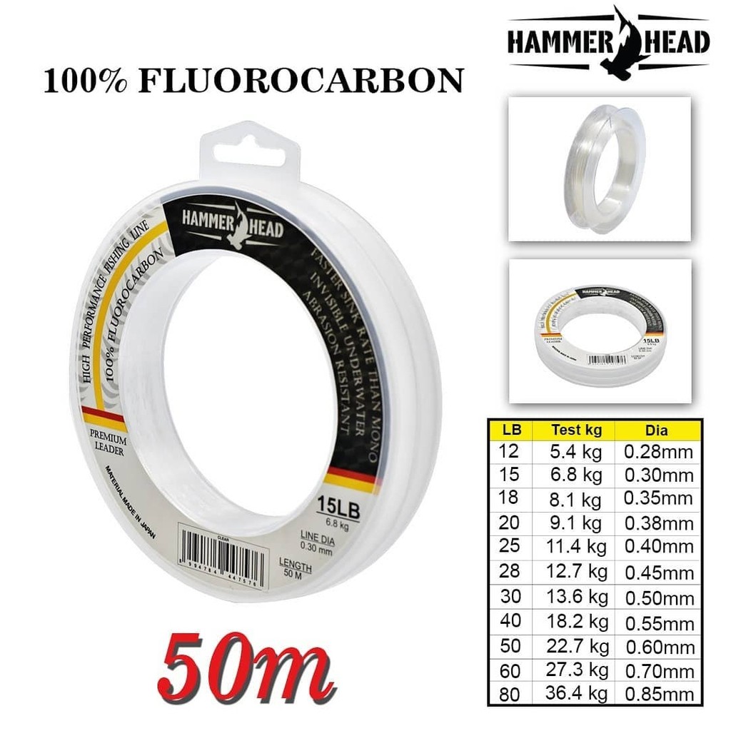 Jual Senar Leader Pancing Hammerhead Premium Leader Fluorocarbon 50 ...
