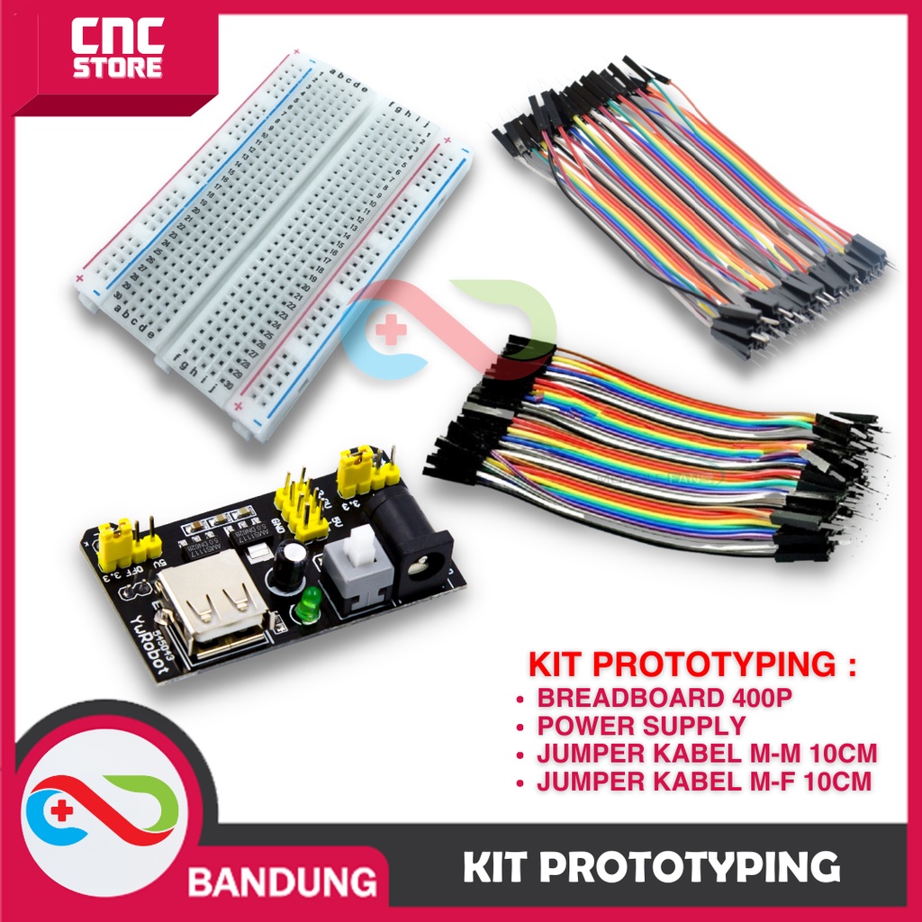 Jual KIT PROTOTYPING MB-102 JUMPER KABEL BREADBOARD 400P PAKET PAPAN ...