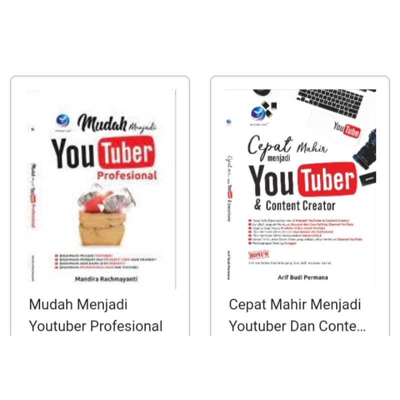 Jual (Paket 2 Buku) Buku cepat mahir menjadi youtuber dan content creator dan buku mudah menjadi ...
