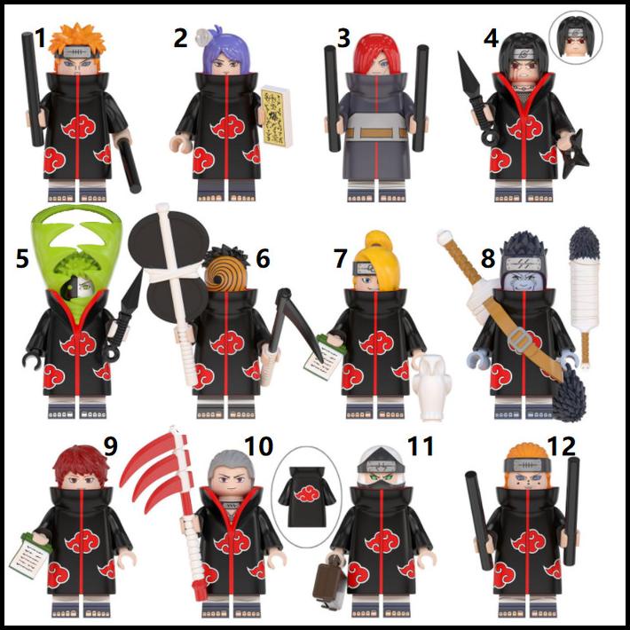Jual Naruto Akatsuki Pain Hidan Itachi Kisame Tobi Deidara Minifigure ...
