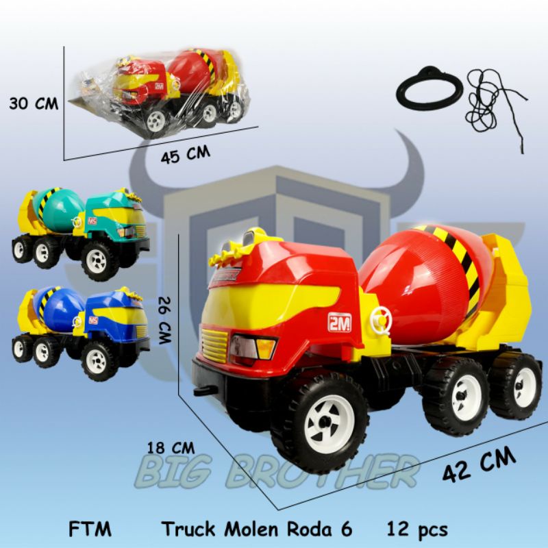 Jual FTM Fuso Molen Semen Cement Truk Roda 6 Truck Pasir Mainan Anak ...