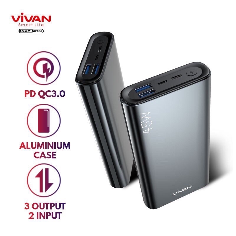 Jual Vivan Power Bank VPB-L20 20000mah Powerbank 45W 3 Outputs & 2 ...