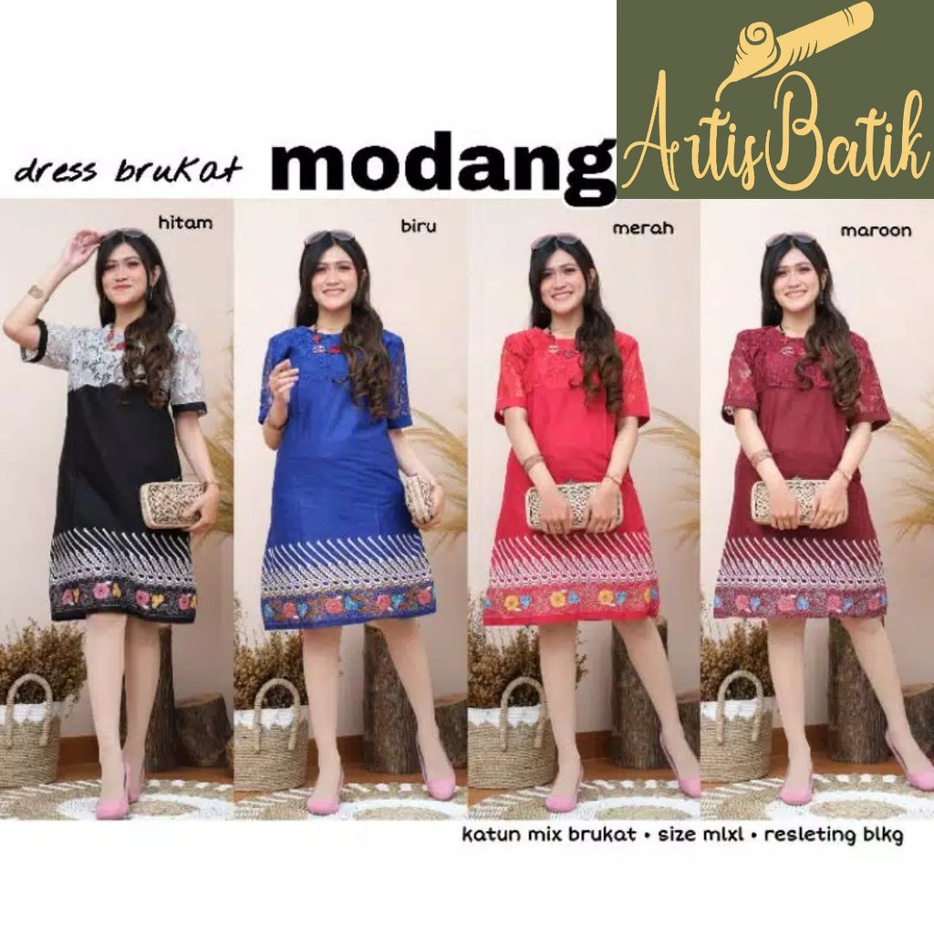 Jual DRESS BROKAT MODANG BUNGA DRESS BROKAT BATIK DRESS KERJA SERAGAM BATIK CANTIK BATIK KANTOR ...
