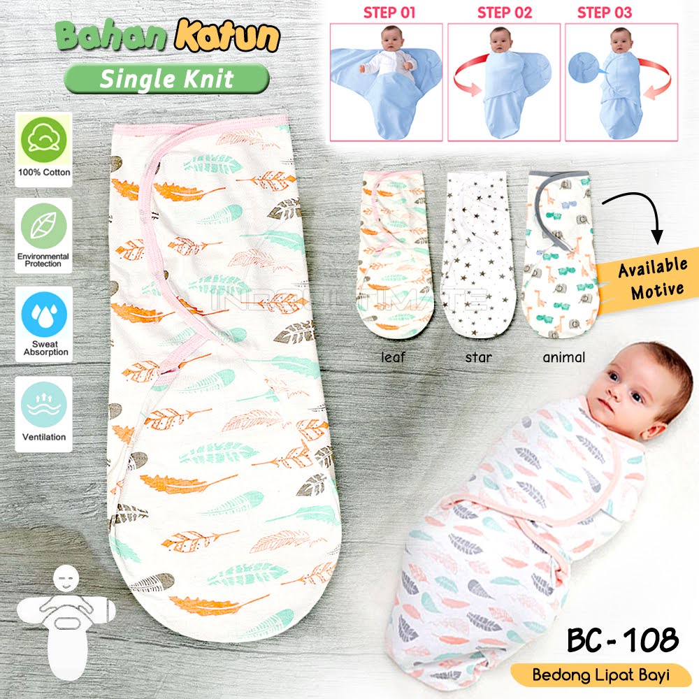 Jual Bedongan Bayi Motif/Bedong Bayi Instan Kain/Bedong Lipat Single ...