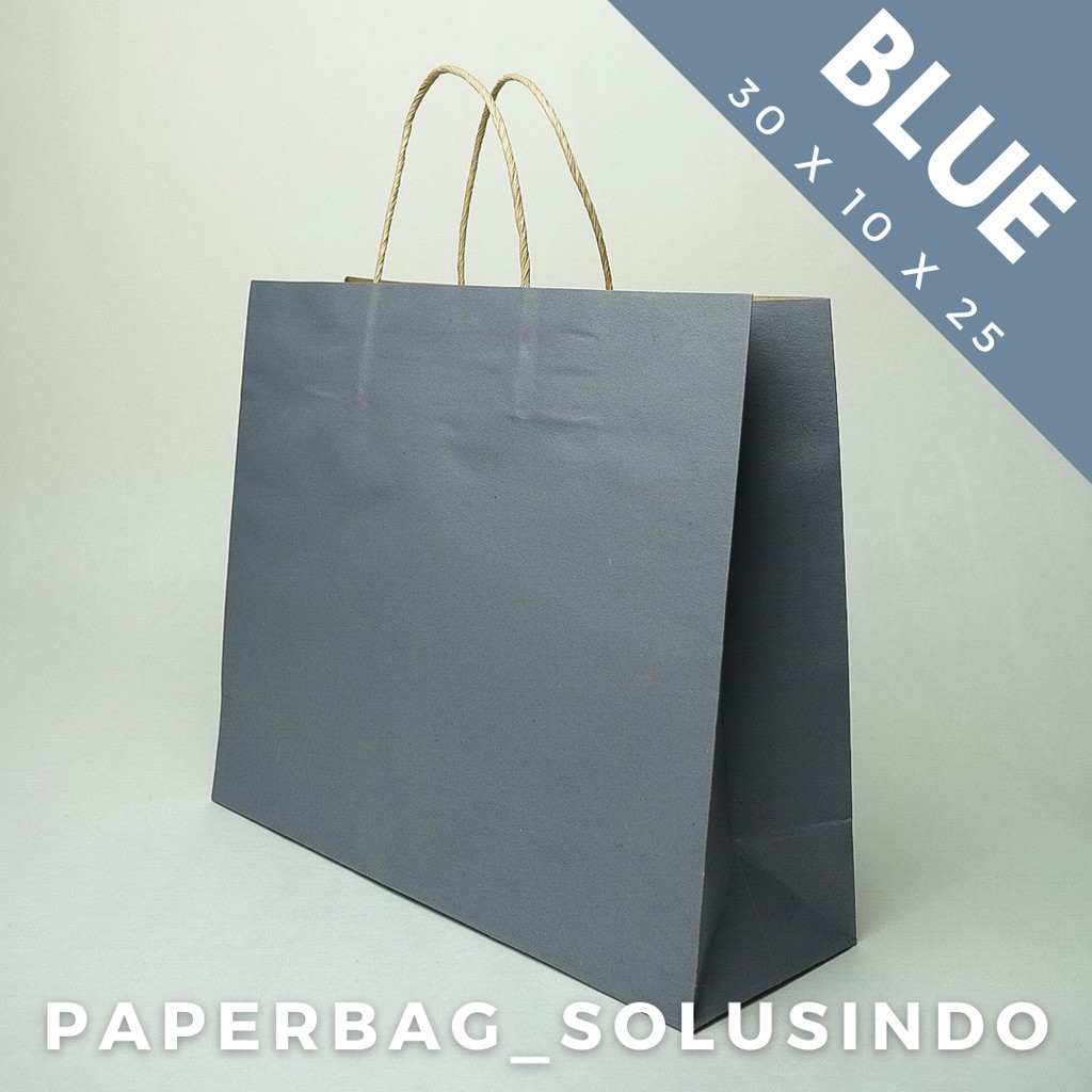 Jual [Min pemesanan 5] Paperbag / Kantong Kertas Warna 30x10x25 cm Blue ...