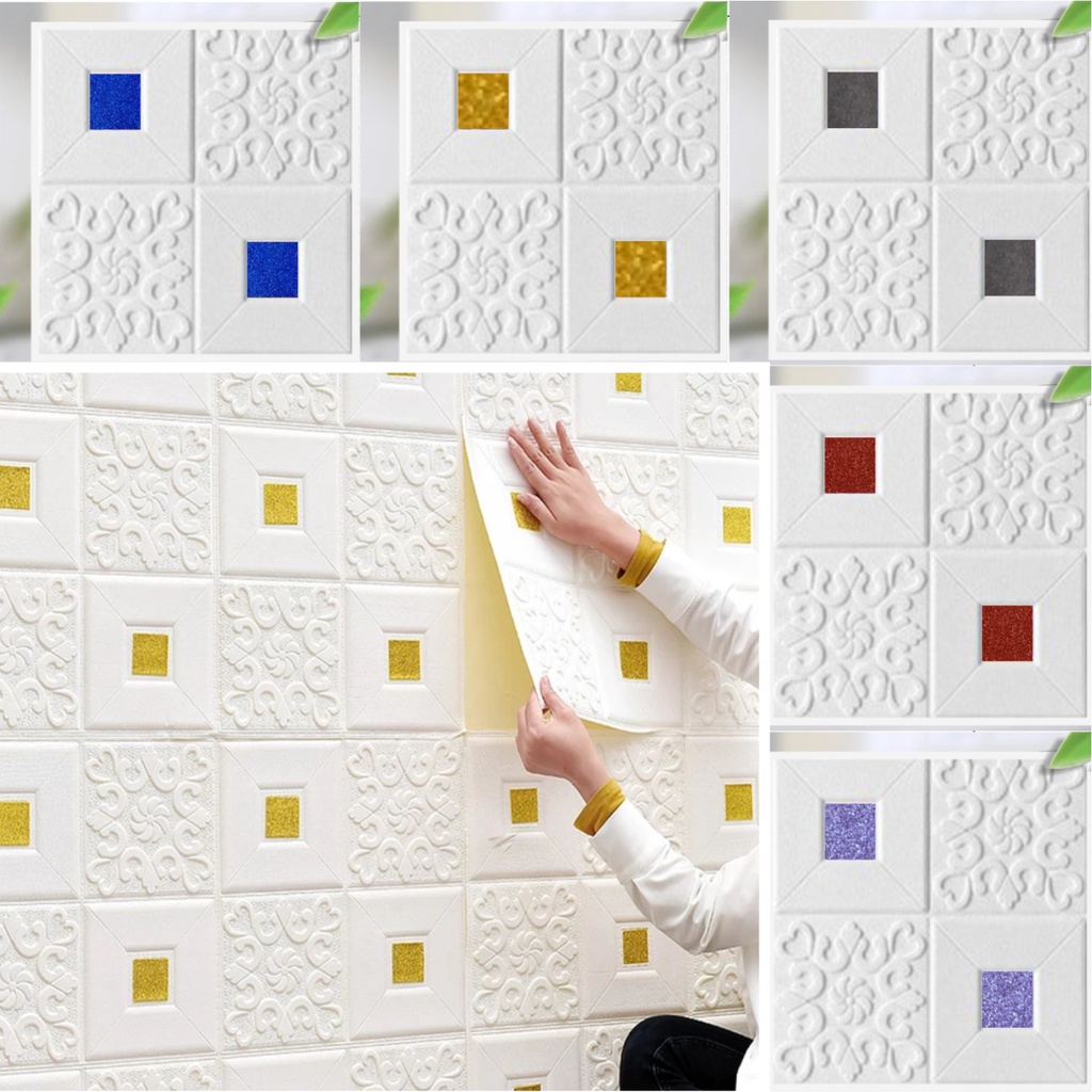 Jual alesha wallpaper foam/wallfoam/wallpaper dinding busa 35cmx35cm ...