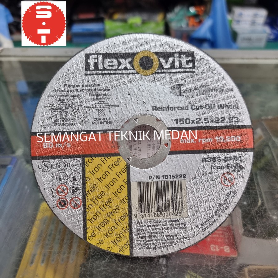 Jual BATU MATA GERINDA POTONG BESI CUTTING WHEEL 150mm 6" X 2,5mm FLEXOVIT | Shopee Indonesia