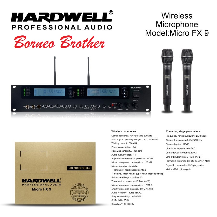 Jual Mic Wireless Hardwell Micro FX 9 MicroFx9 Original 2 Mic Handheld ...