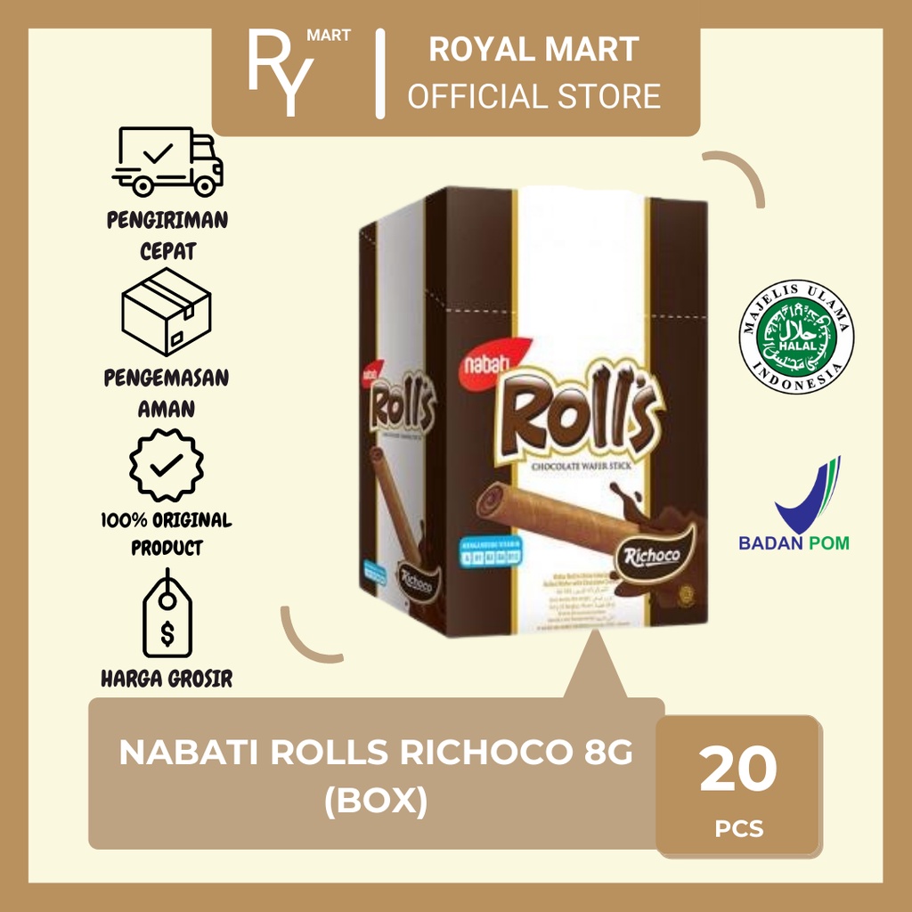 Jual Wafer Nabati Rolls Richoco Box 8g x 20 pcs | Shopee Indonesia