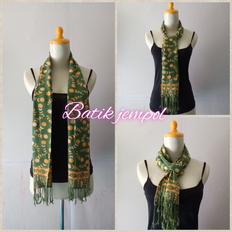 Jual syal batik paris kuning-hijau - scarf batik | Shopee Indonesia