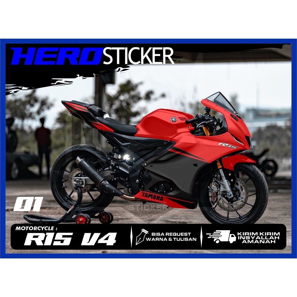Jual Sticker Decal Yamaha R15 V4, Sticker Decal R15 V4 Variasi Garis ...