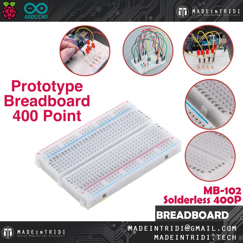 Jual BREADBOARD MINI SOLDERLESS 400 400P | Shopee Indonesia