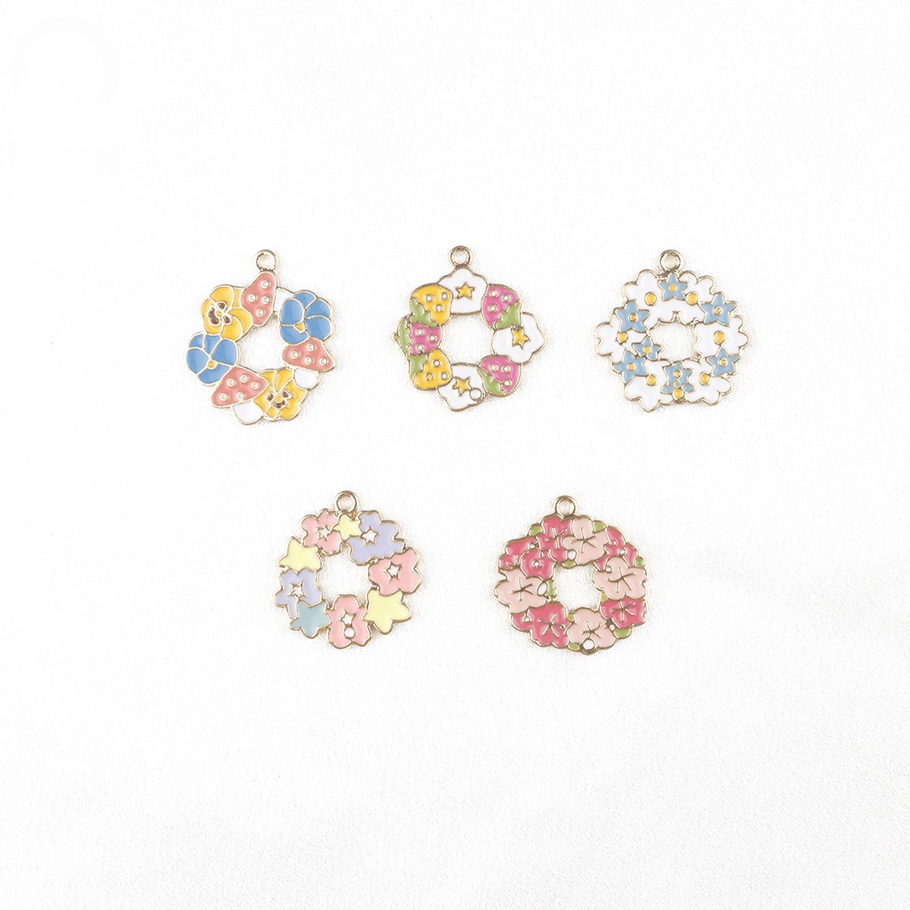 Jual 1 pcs Charm Enamel Epoxy Flower Wreath Lingkaran Bunga | Shopee ...