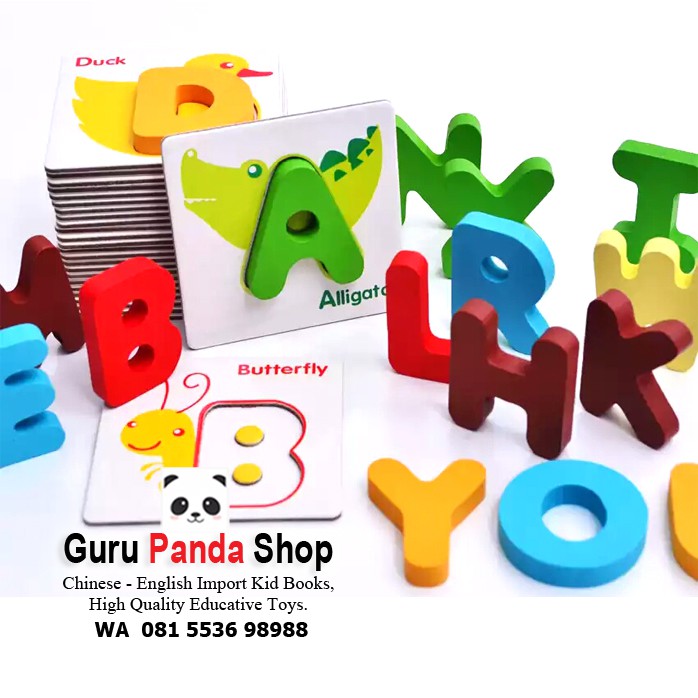Jual Mainan anak kayu - Wooden Alphabet Cards | Shopee Indonesia