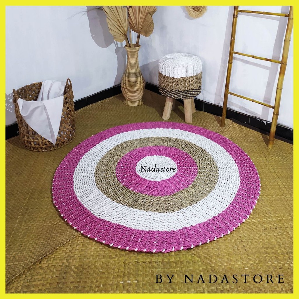 Jual RUG SEAGRASS PINK PANCAWARNA 5 LINGKAR / KARPET ANYAMAN / TIKAR ...