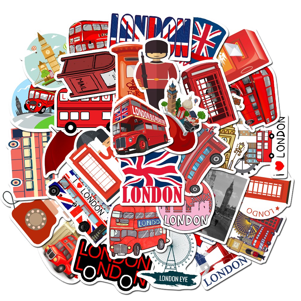 Jual 50pcs Stiker Desain Bangunan London Warna Merah Anti Air Untuk ...